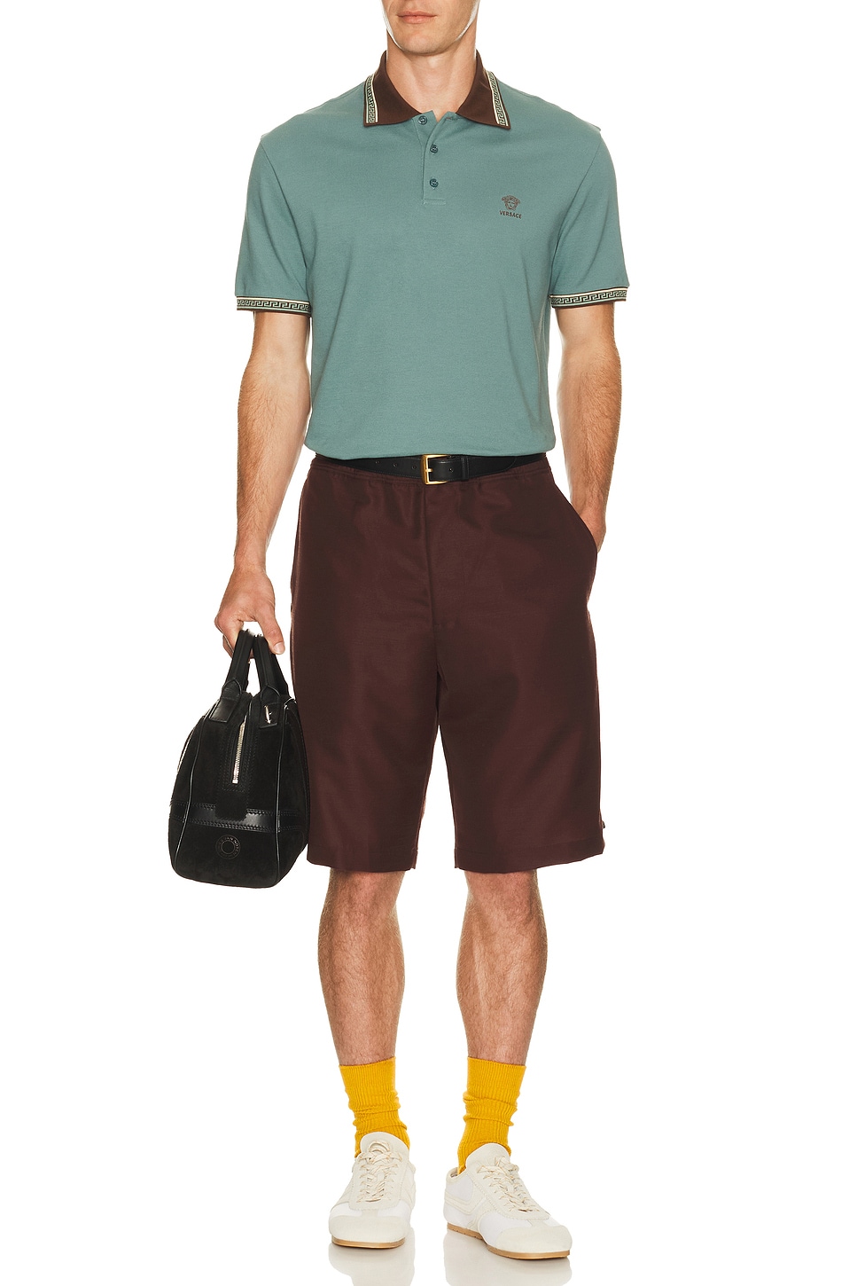 VERSACE versace polo piquet with vintage logo embroidery in green
